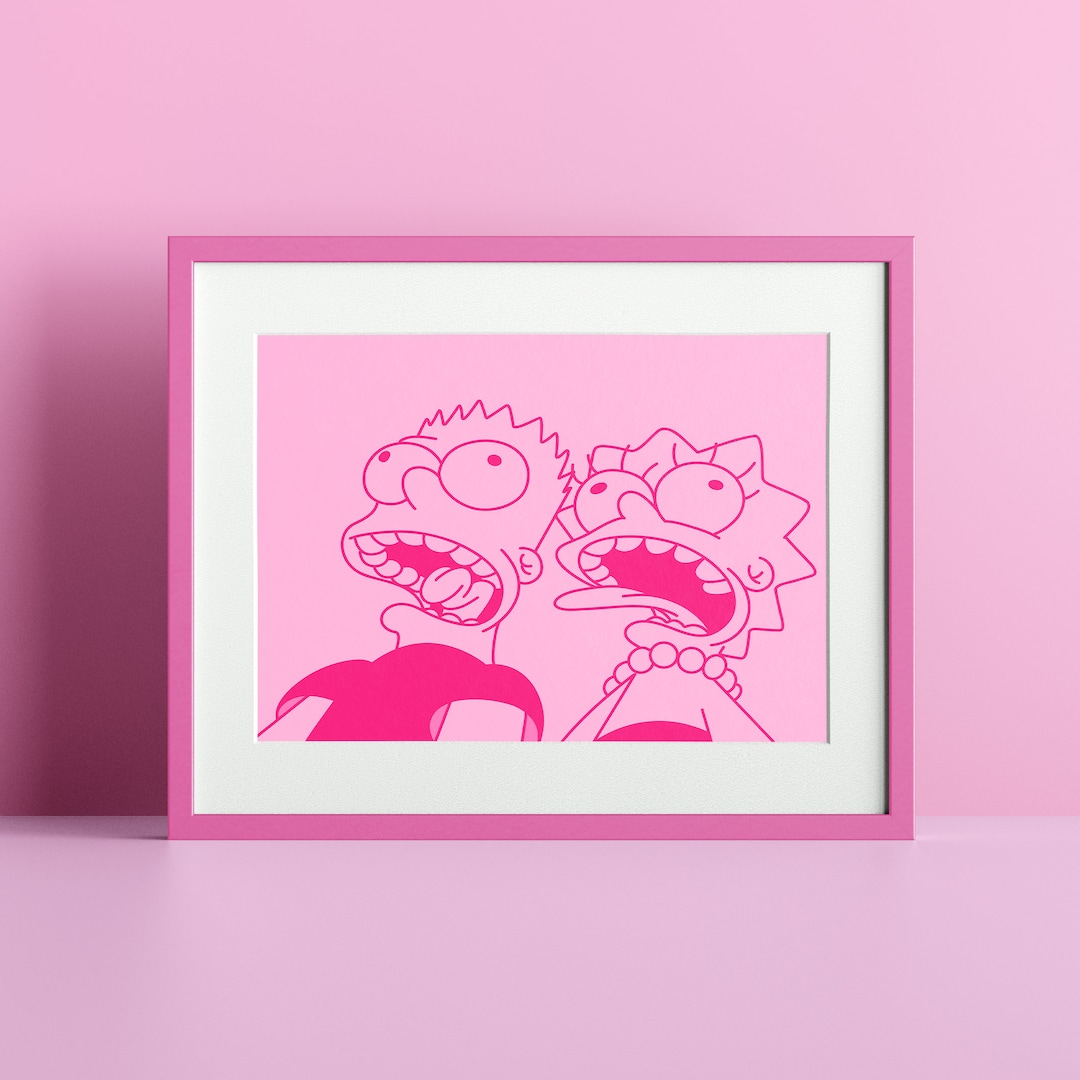Bart Lisa Simpson Screaming A4 Pink Print - Etsy