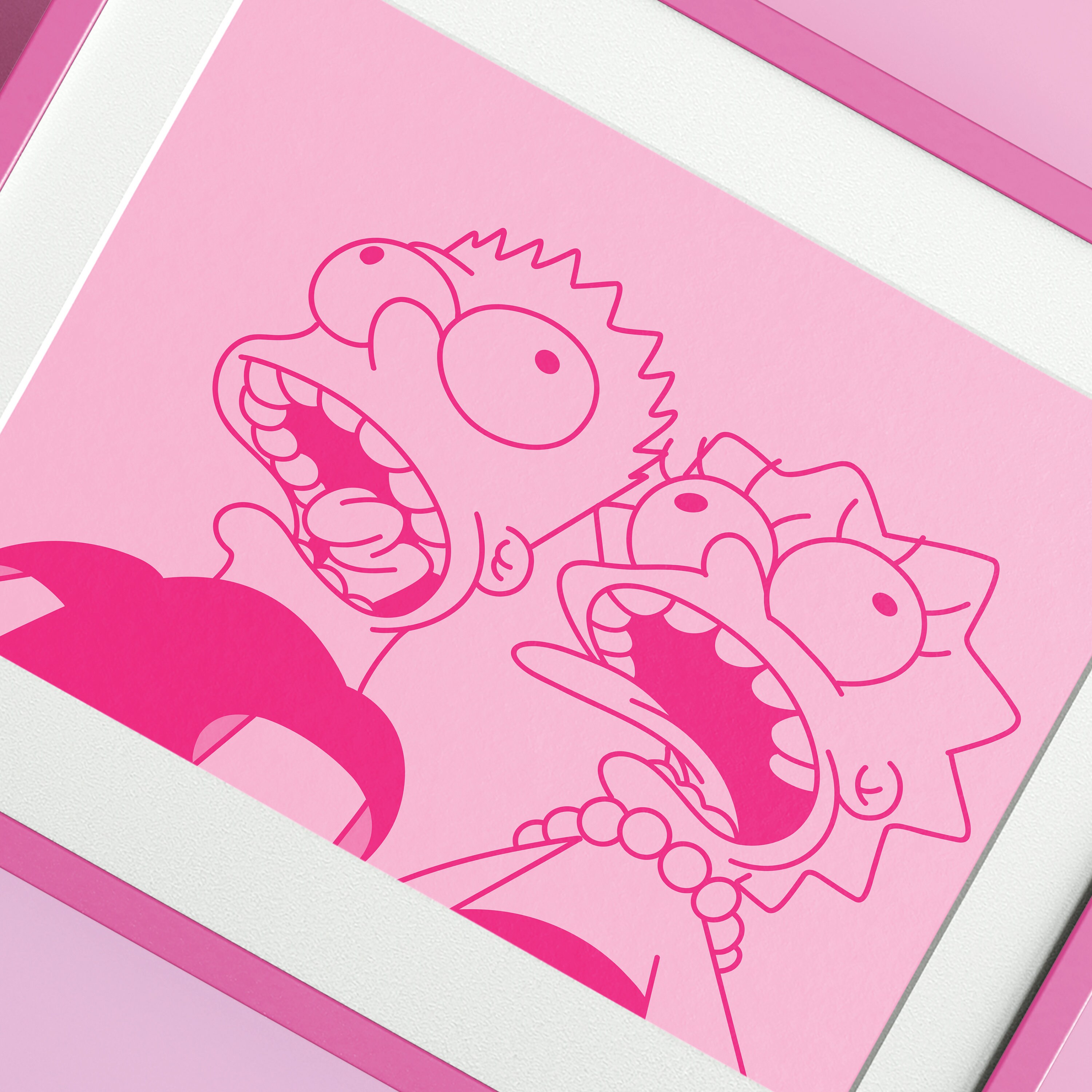 Bart Lisa Simpson Screaming A4 Pink Print - Etsy