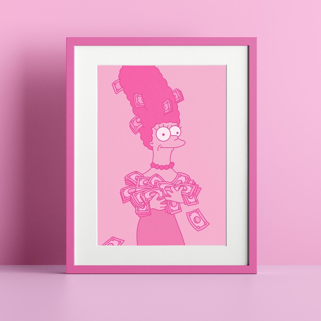 Marge Simpson Holding Money - A4 Pink Print - Etsy