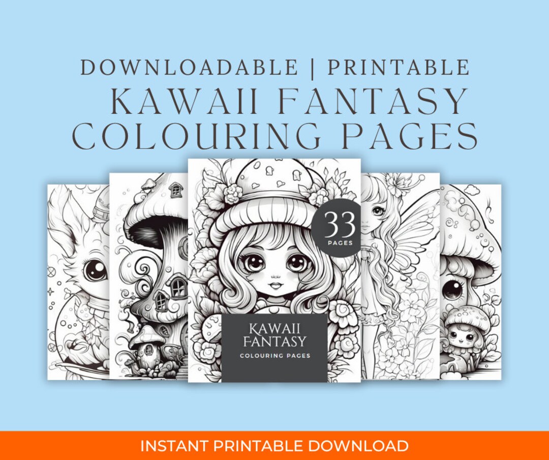 Kawaii Fantasy Colouring Pages - Etsy