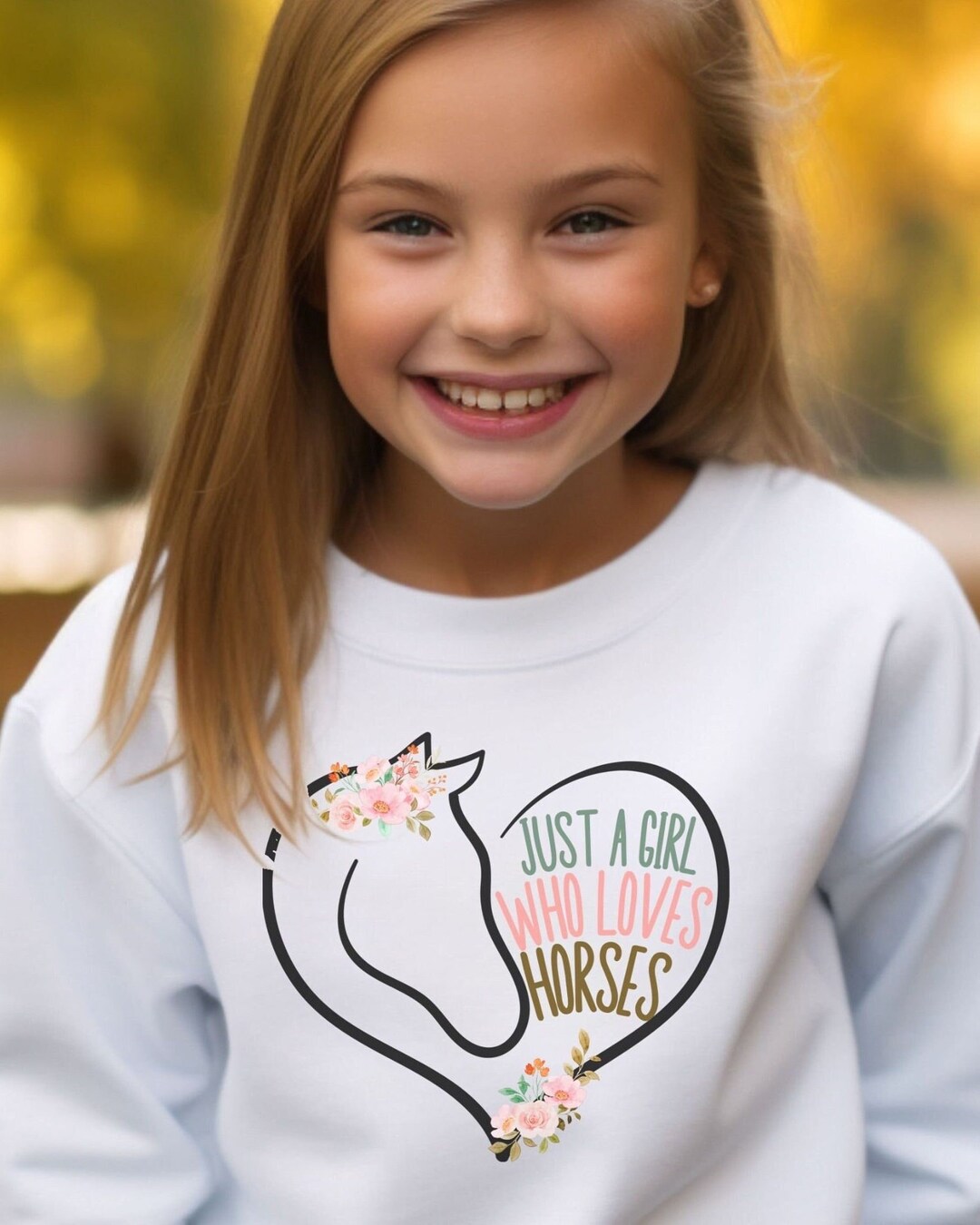 Just a Girl Who Loves Horses Sweatshirt, Youth Girl Crewneck, Gifts for ...