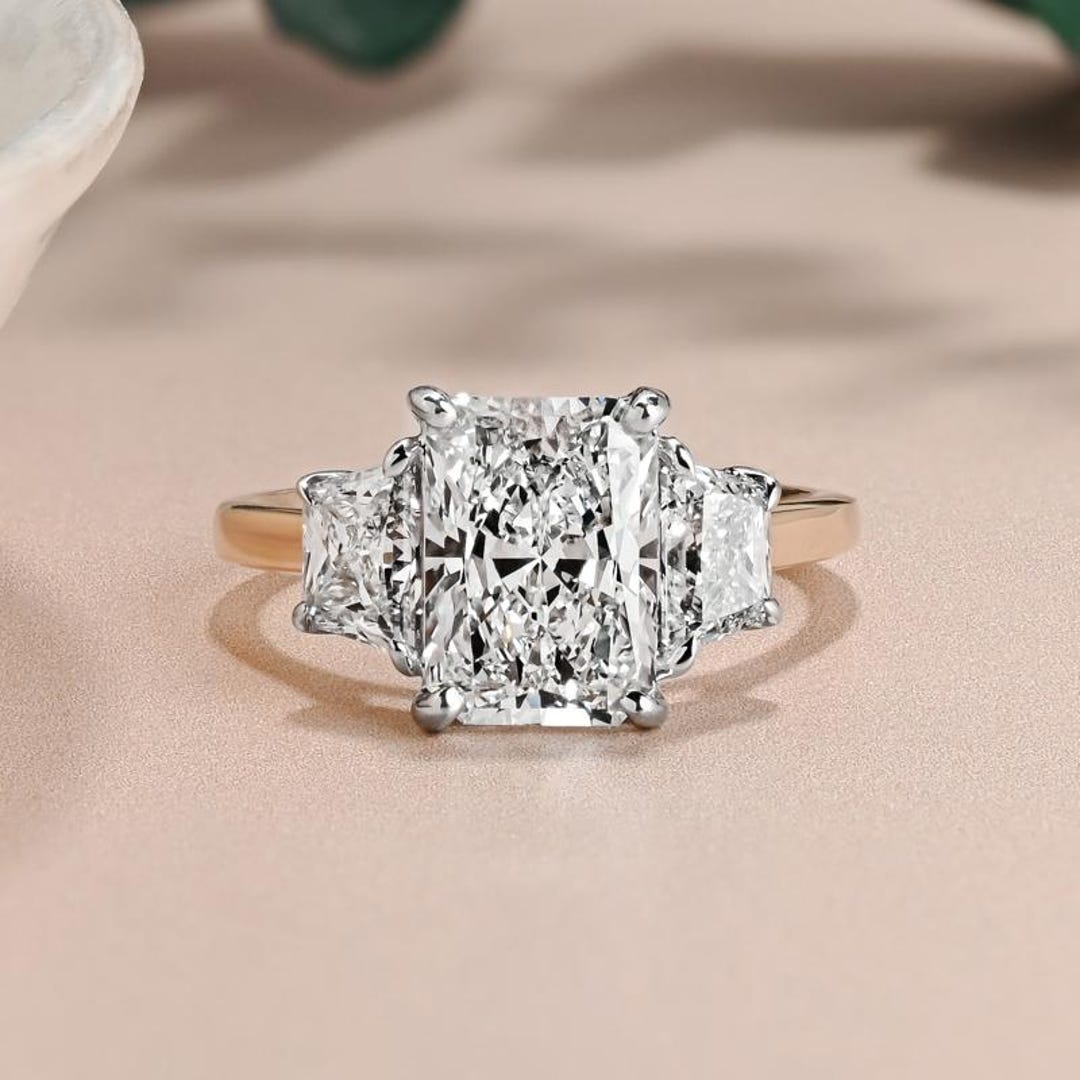 2.75 CT Radiant Cut Moissanite Three Stone Ring – Radiant With ...