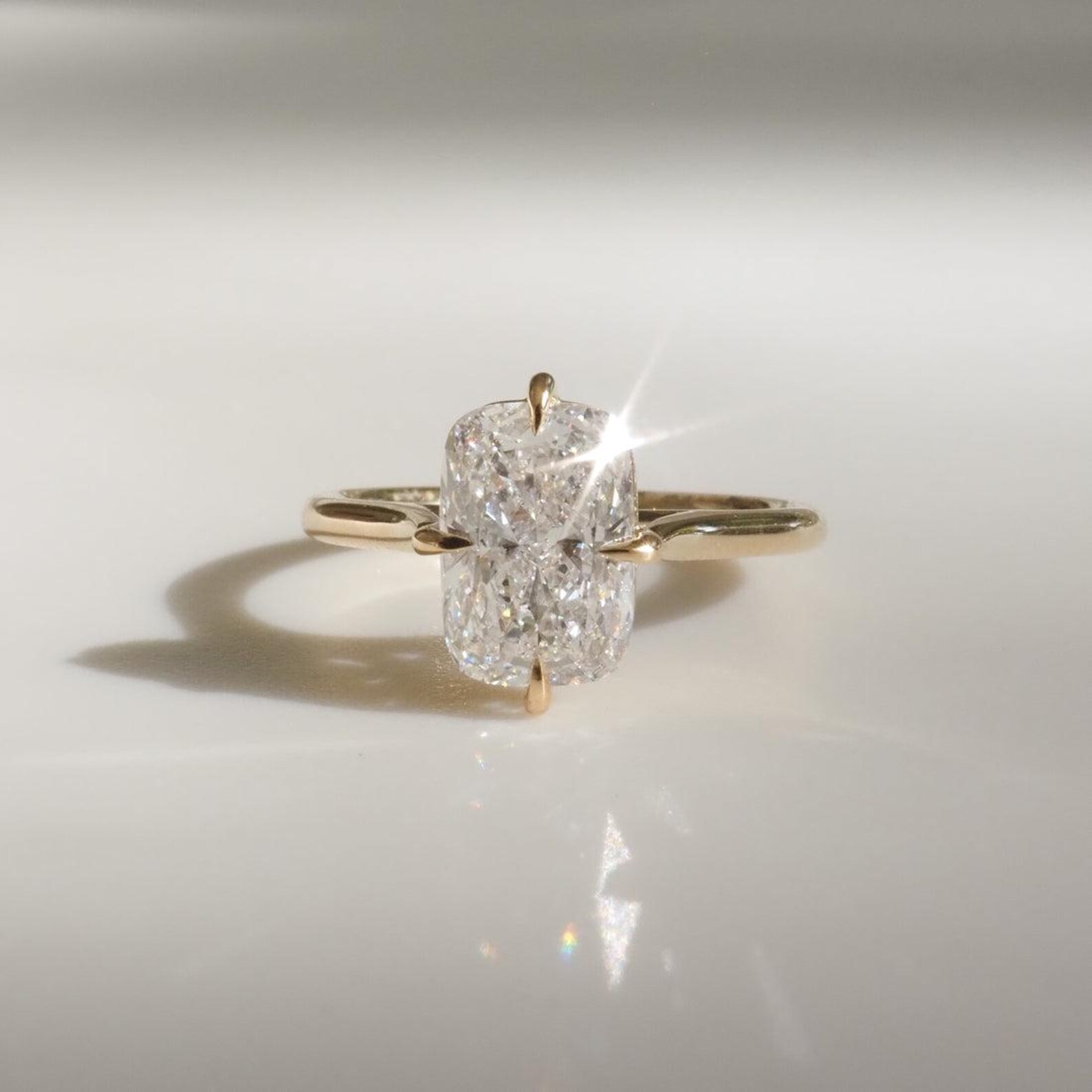 Elongated Cushion Cut Lab Grown Diamond Engagement Ring – Custom in ...