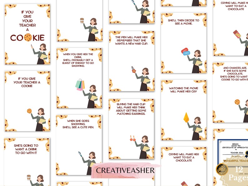 If You Give Your Teacher a Cookie Story Book Template, End of Year ...