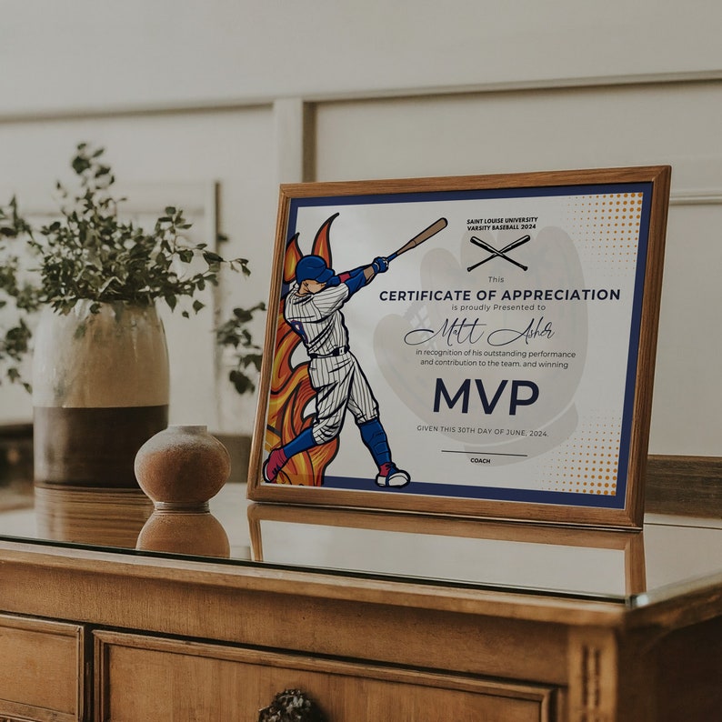 Baseball Award Certificates Template Editable, Baseball Team Party ...