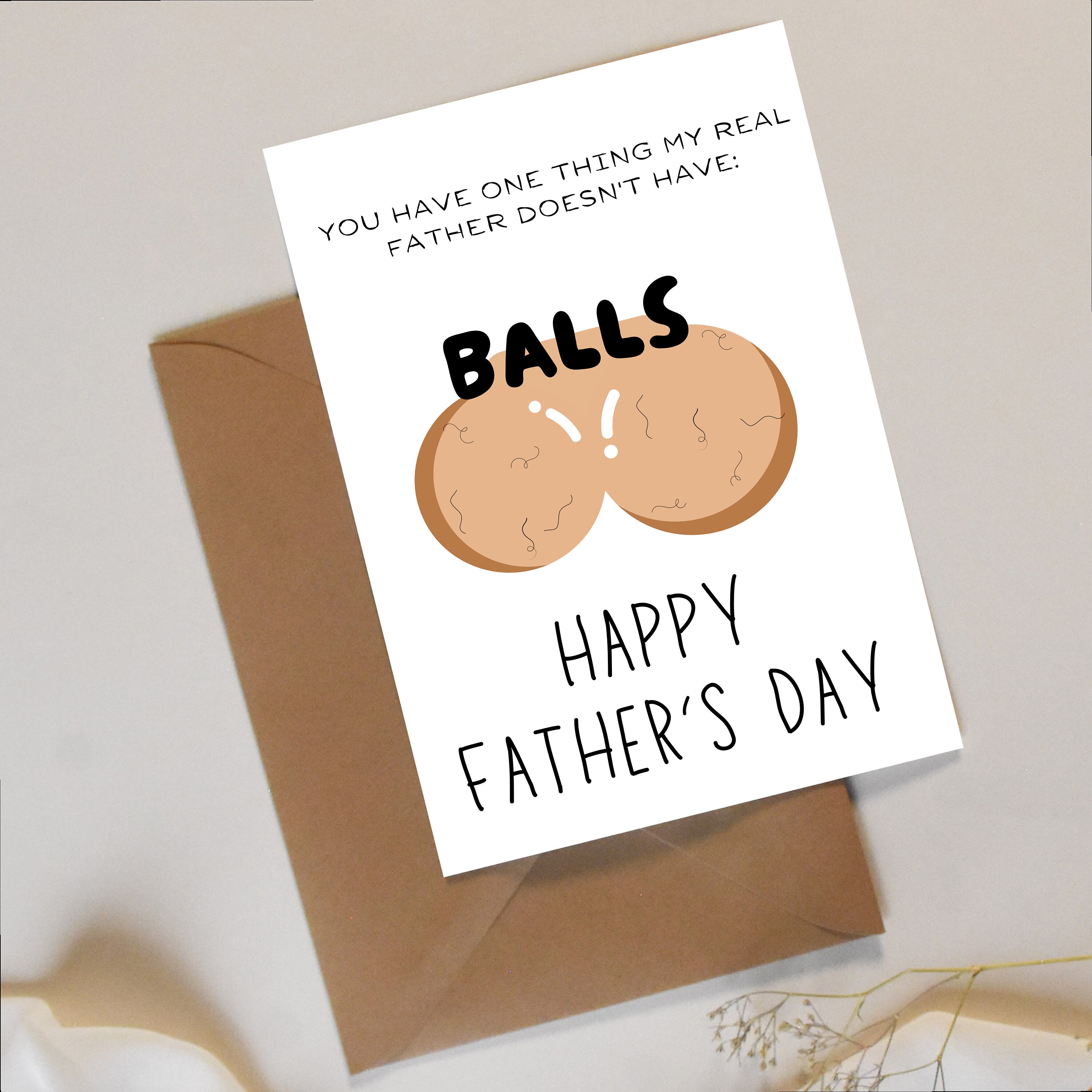 Step Dad T For Fathers Day Funny Card Step Father Balls Cards From