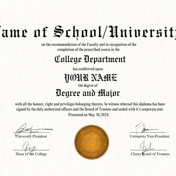 Custom College Degree Diploma - Etsy