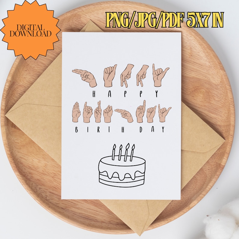 Sign Language Greetings Card for Birthday, Learn ASL, Sign Language ...