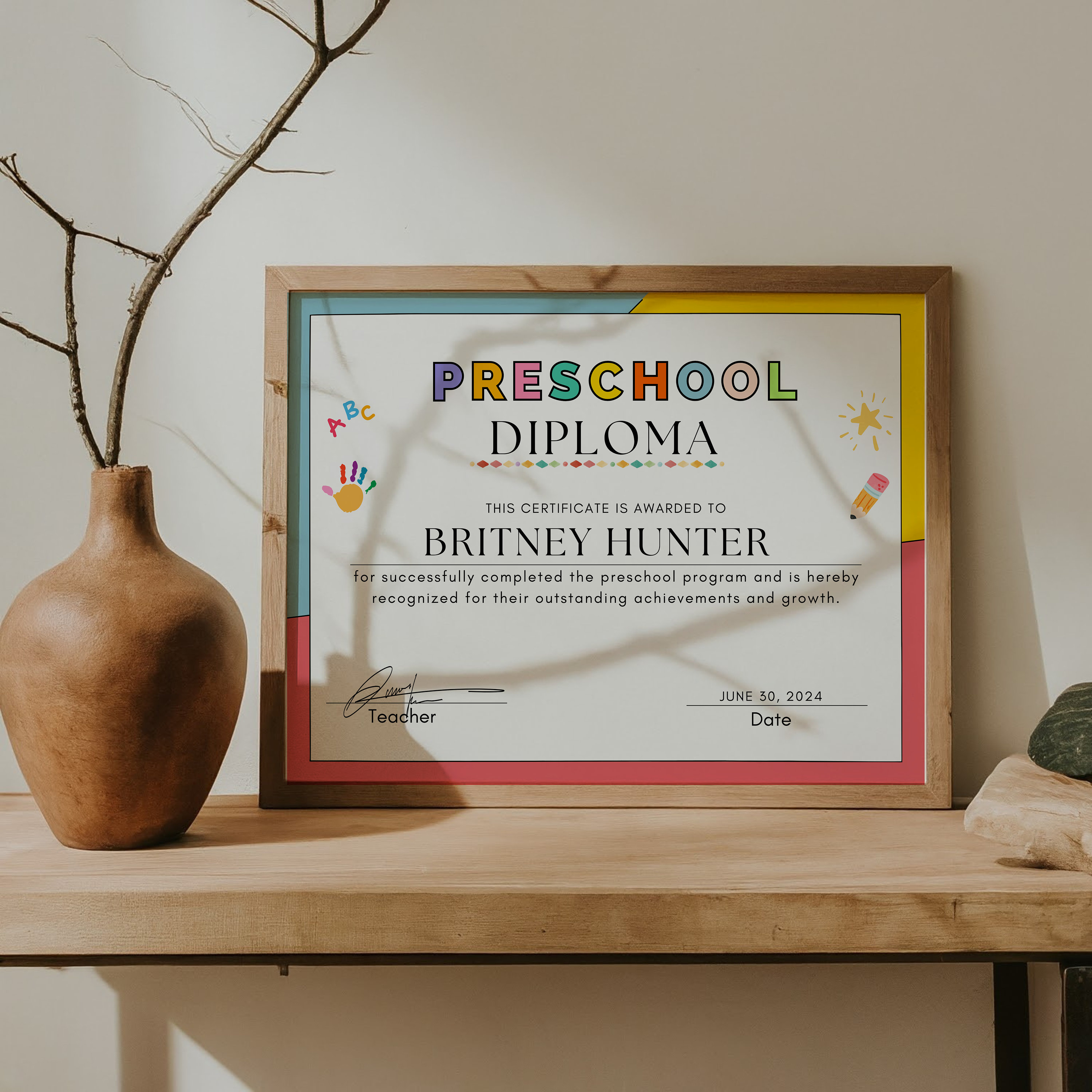 Editable Preschool Diploma Template, Printable Preschool Graduate ...