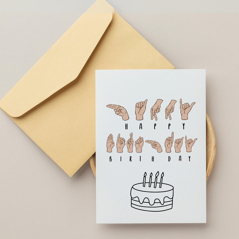 Sign Language Greetings Card for Birthday, Learn ASL, Sign Language ...