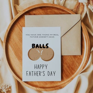 Step Dad Gift for Fathers Day Funny Card, Step Father Balls Cards From ...