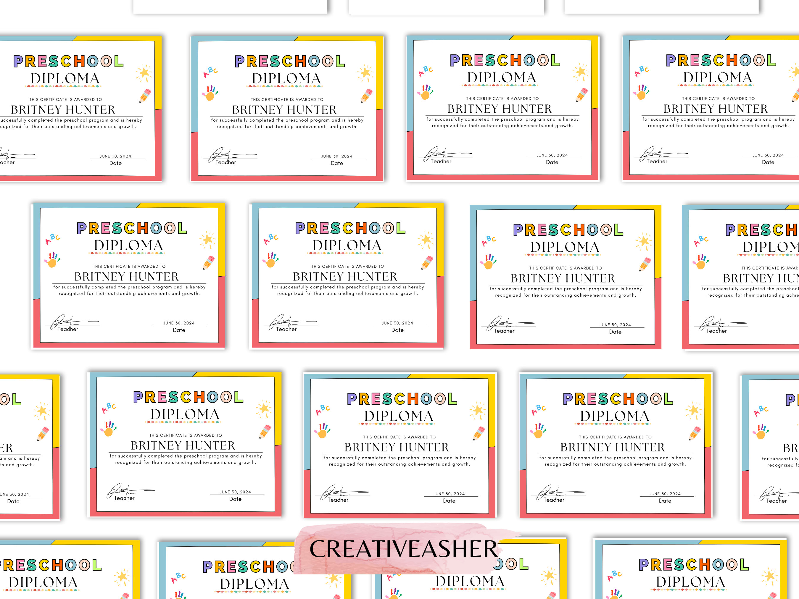 Editable Preschool Diploma Template, Kids Graduation Certificate (canva ...