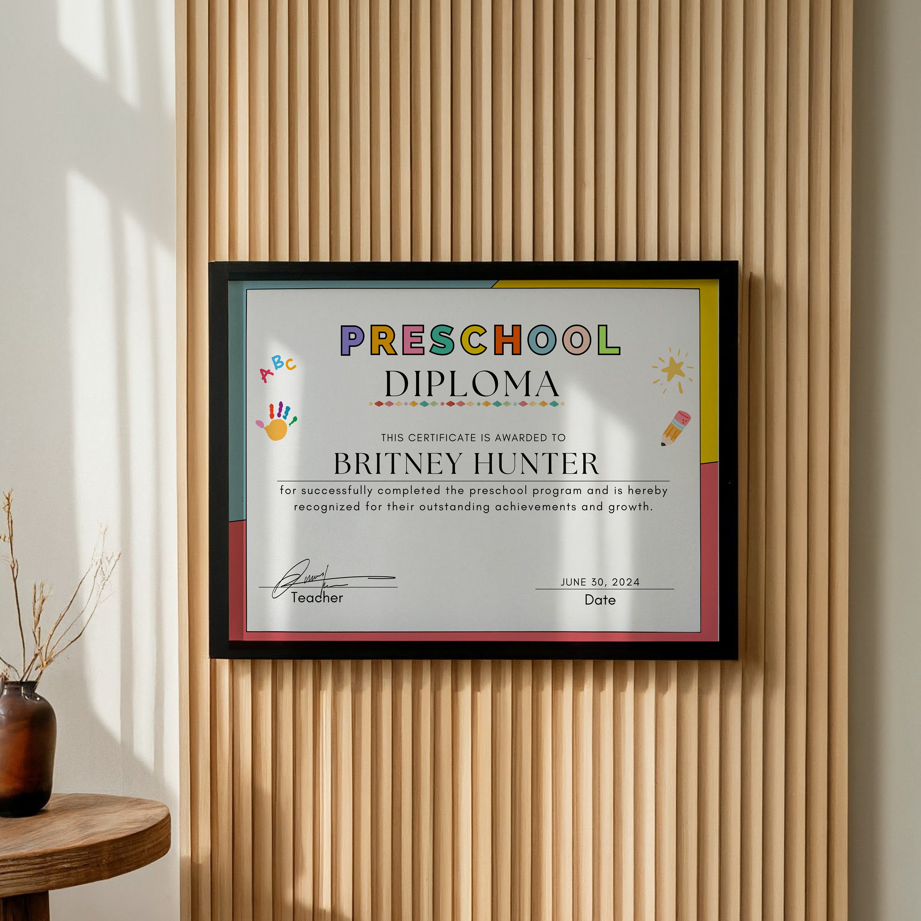 Editable Preschool Diploma Template, Printable Preschool Graduate ...