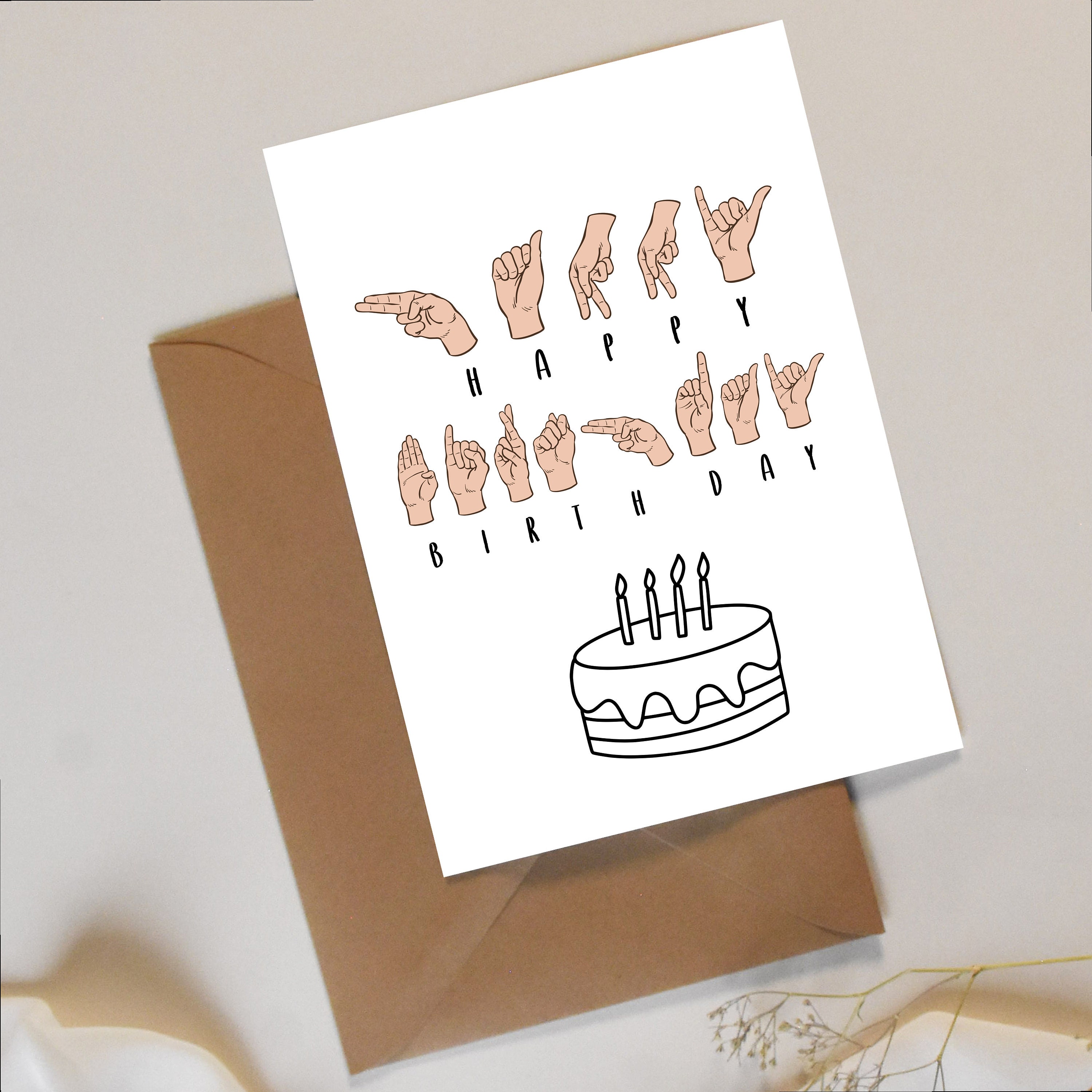 Sign Language Greetings Card for Birthday, Learn ASL, Sign Language ...