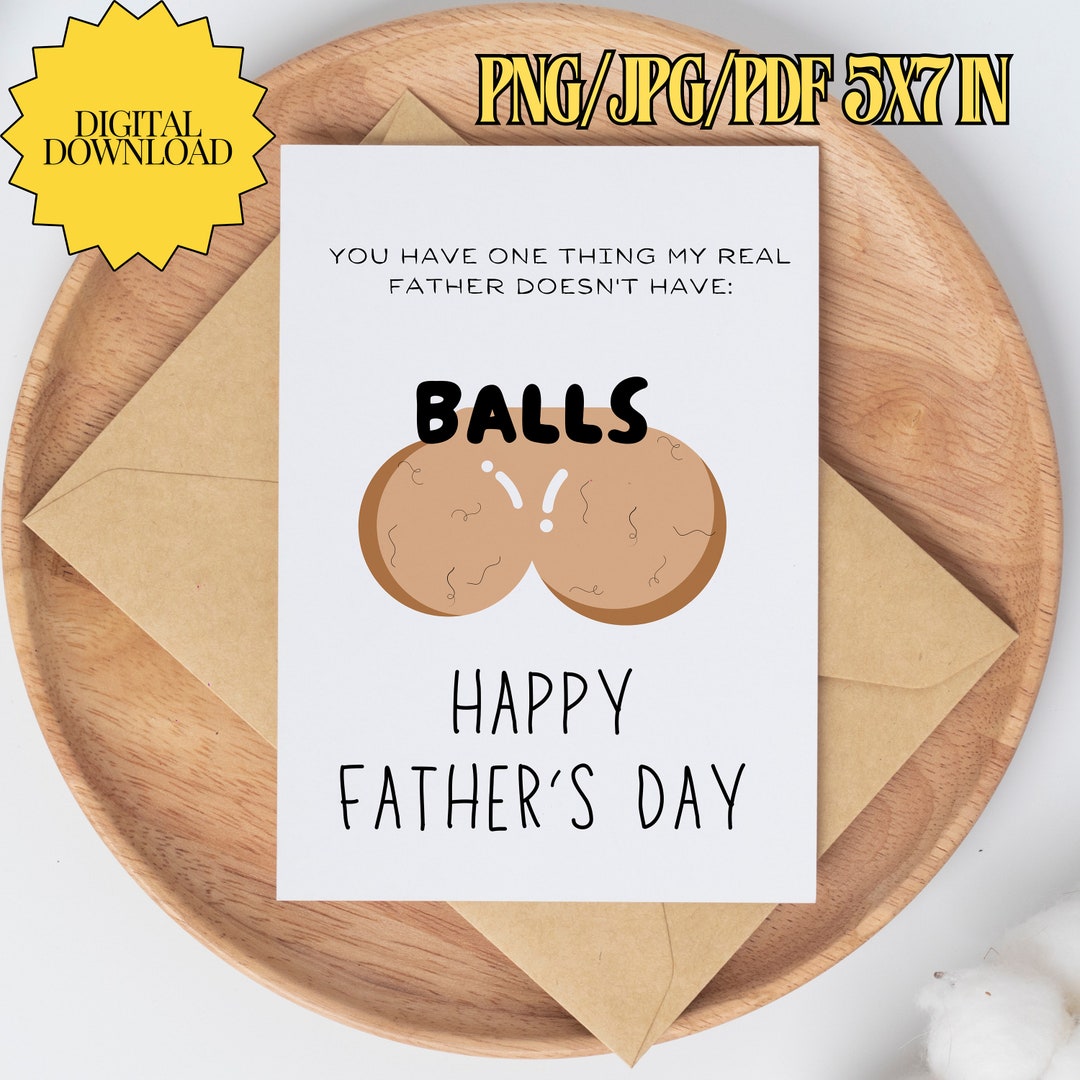 Step Dad Gift for Fathers Day Funny Card, Step Father Balls Cards From ...