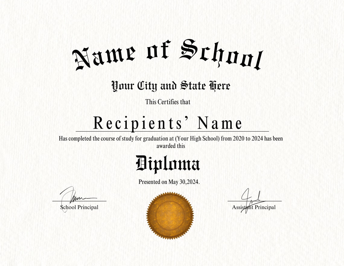 Home School Diploma High School Diploma Editable Canva Template Custom ...