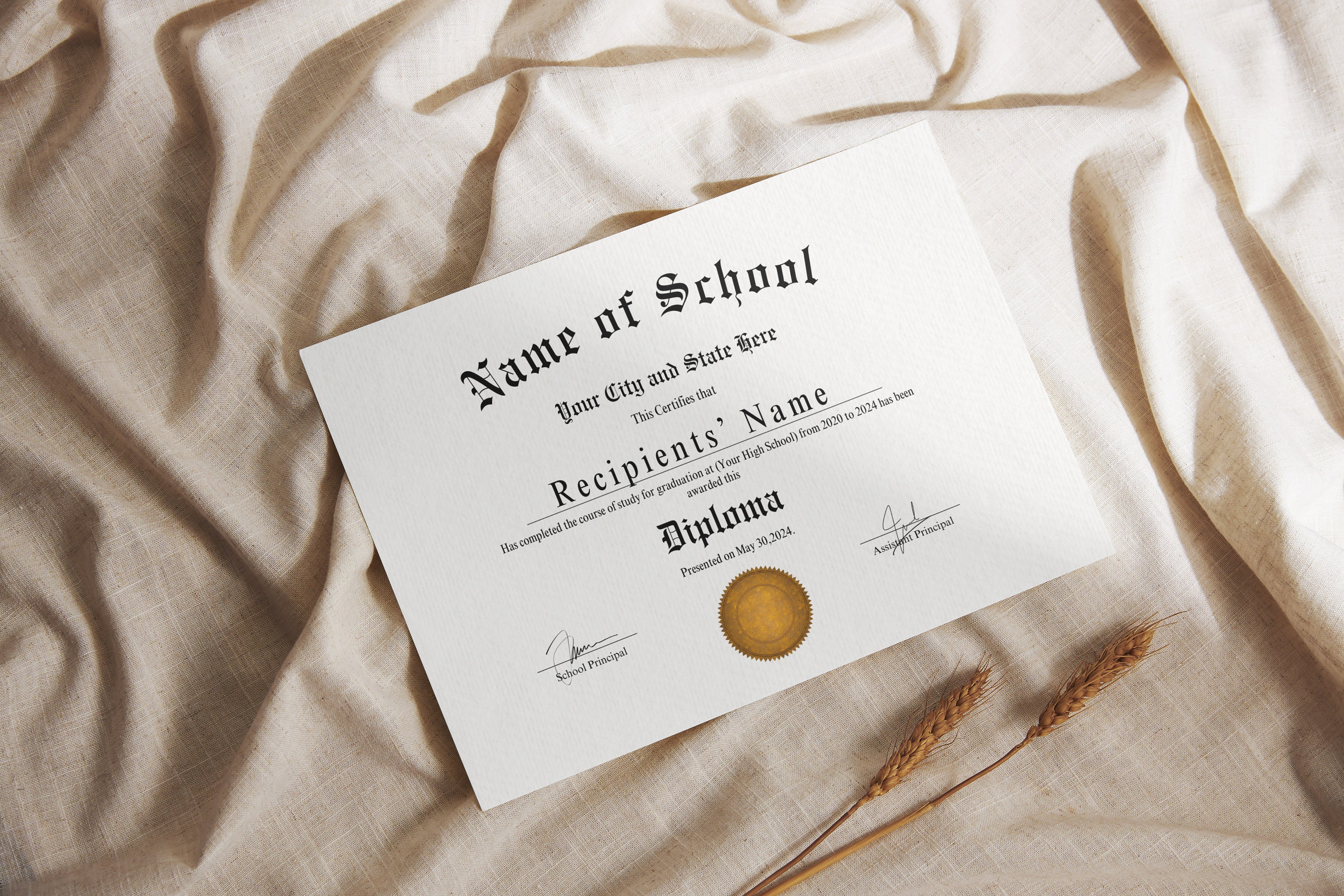 Home School Diploma High School Diploma Editable Canva Template Custom ...