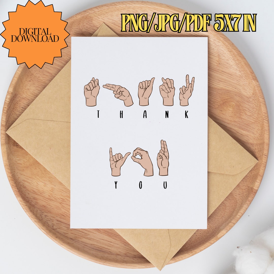 Appreciation Sign Language Thank You Card, Learn ASL, Sign Language ...