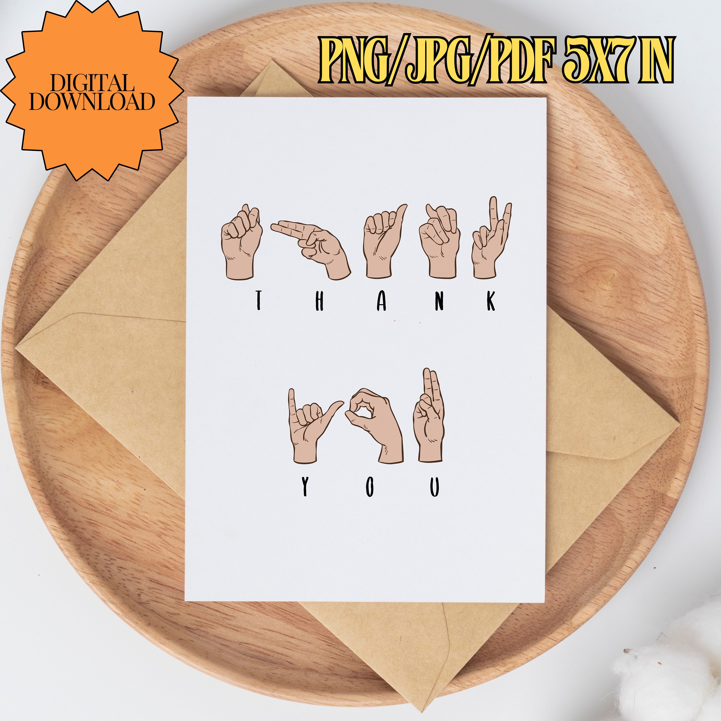 Appreciation Sign Language Thank You Card, Learn ASL, Sign Language ...