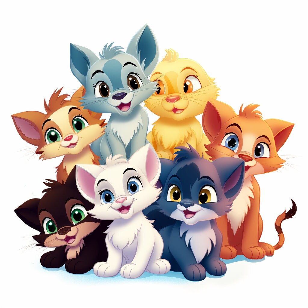 Cute Cats Clip Art Bundle, Cartoon Cat PNG, Kawaii Pet Clipart, High ...