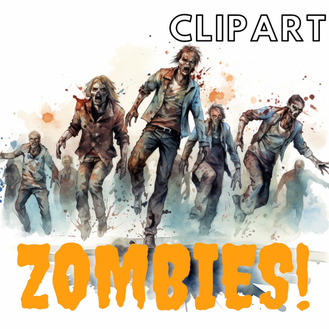 Zombie Clip Art - Halloween Watercolour Images - Etsy