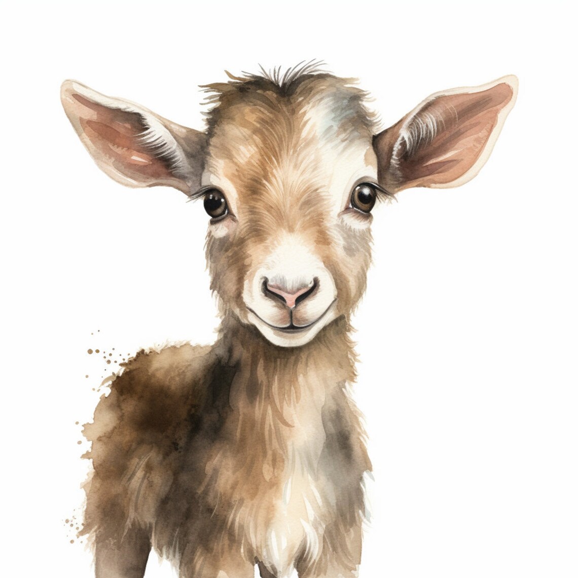 Watercolor Baby Farm Animals Clipart Bundle, PNG Files (digital ...