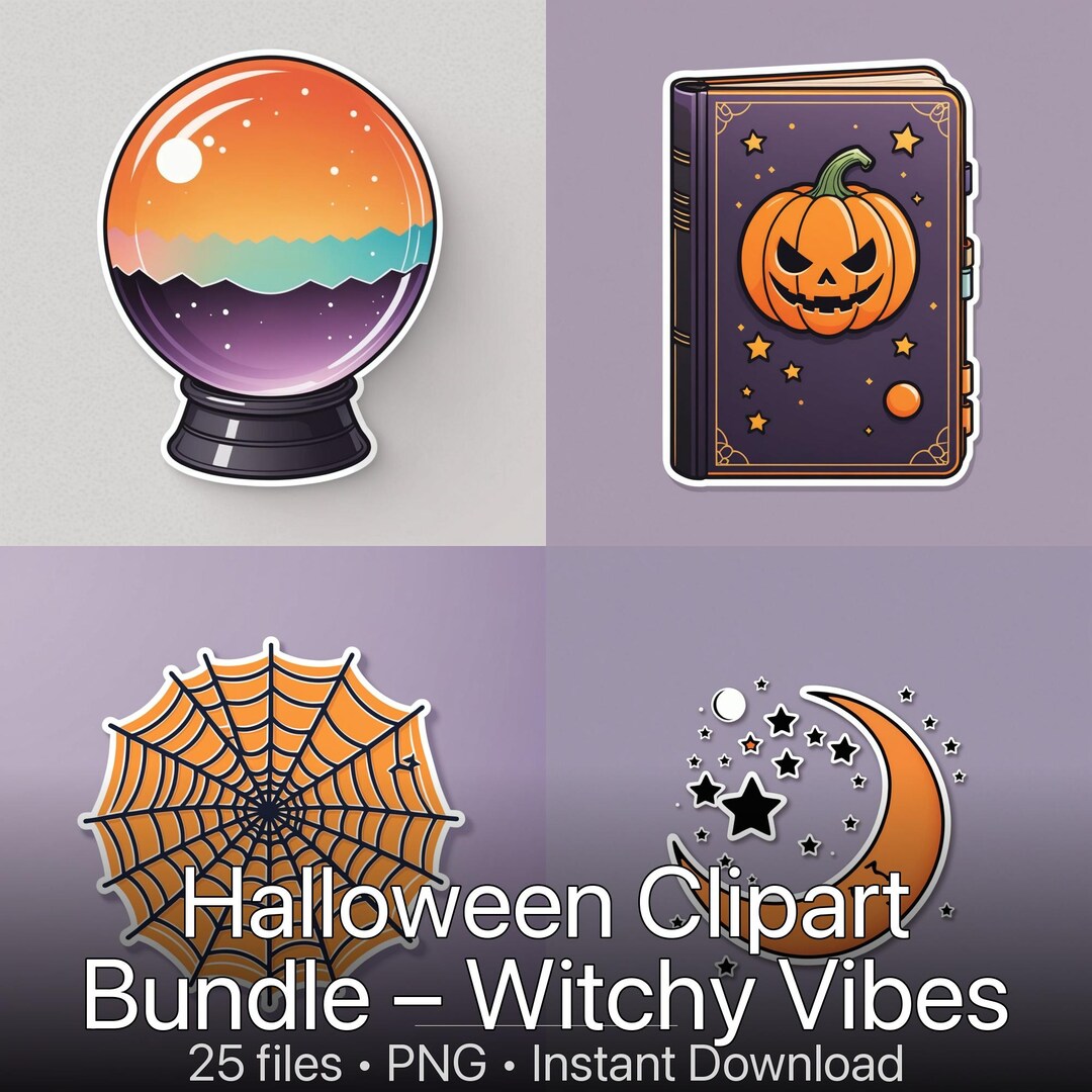 Halloween Clipart Bundle – Witchy Vibes – 25+ PNG | Commercial Use ...
