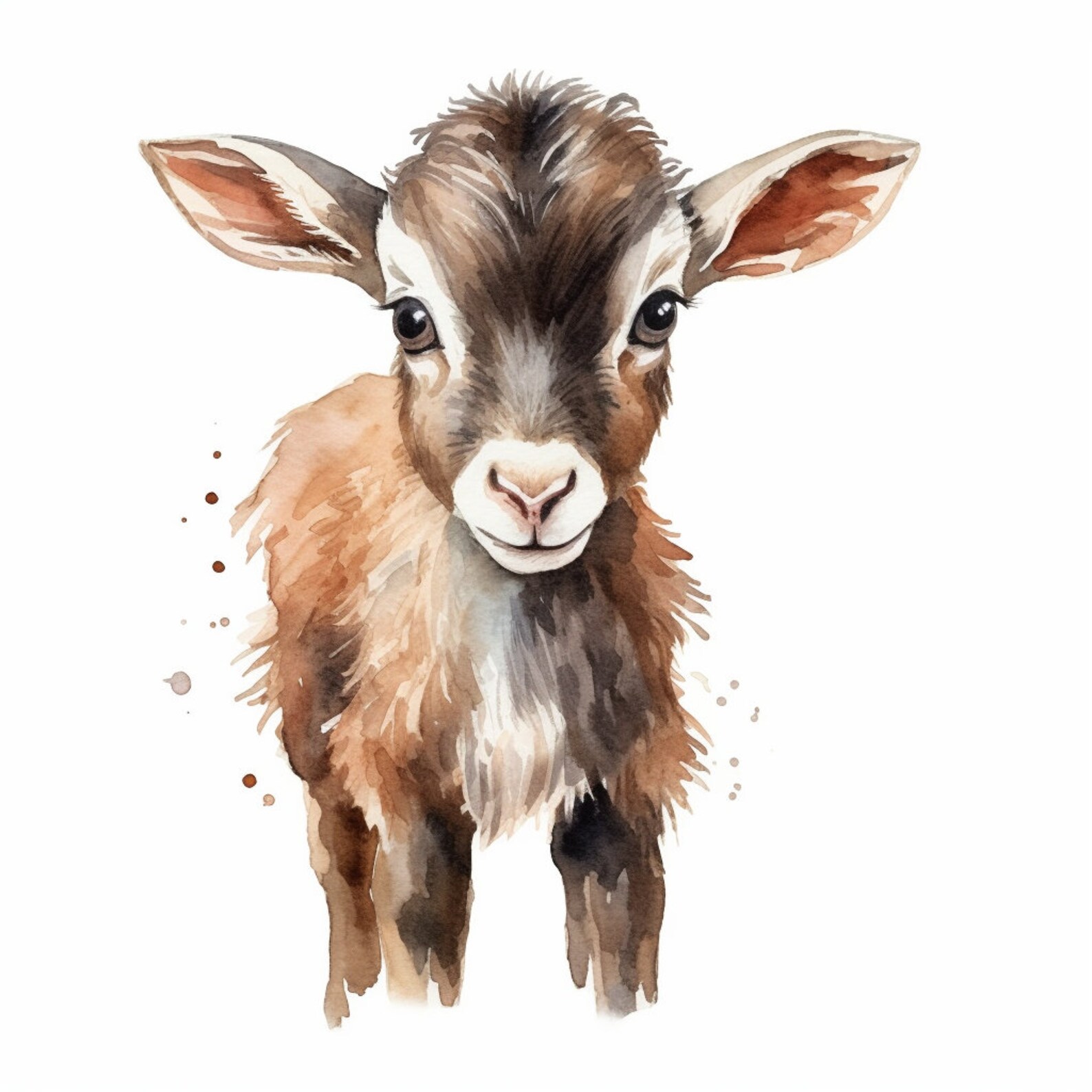Watercolor Baby Farm Animals Clipart Bundle, PNG Files (digital ...