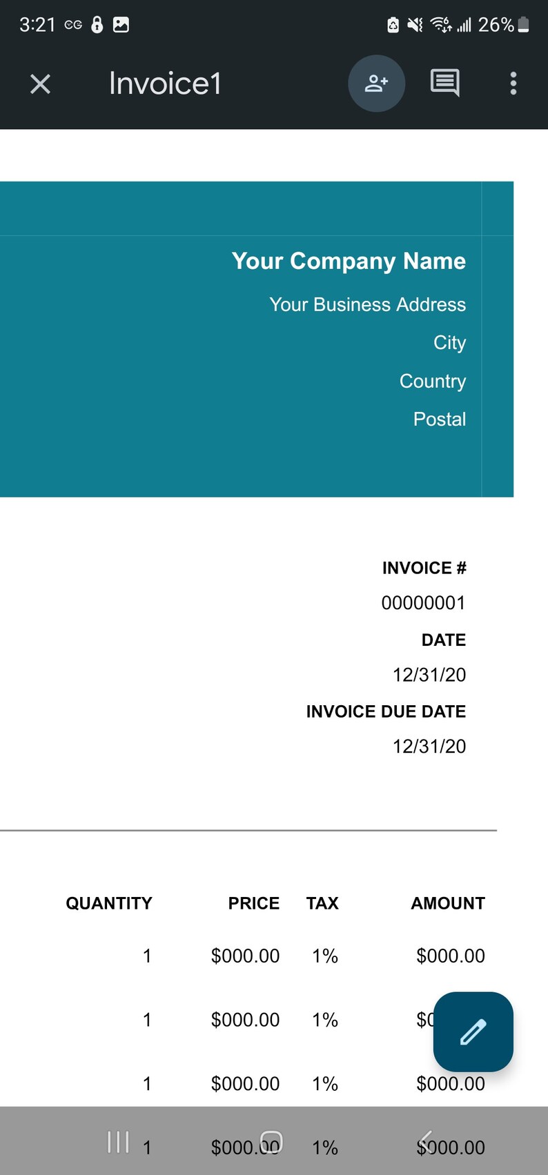 Editable Invoice Template - Etsy