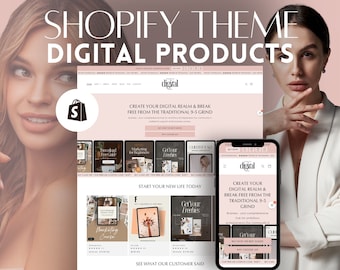 Pink Shopify Theme for Selling Digital Products Ecommerce Business ...