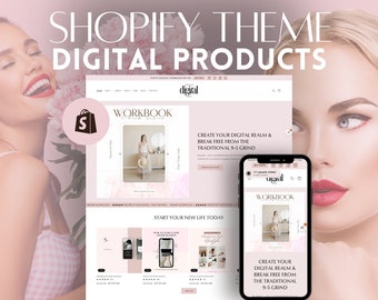 Pink Shopify Theme for Selling Digital Products Ecommerce Business ...