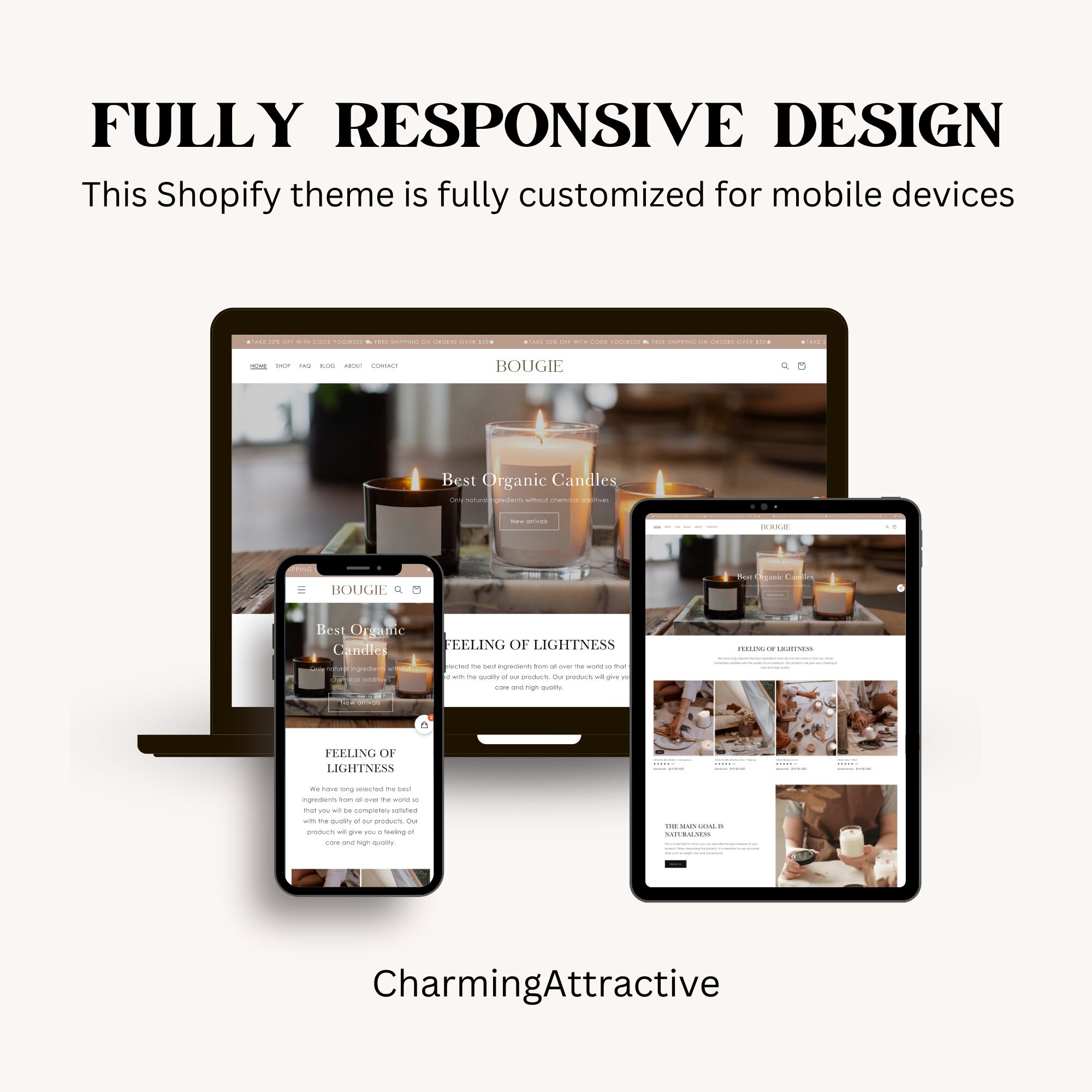 BOUGIE Clean Candle Shopify Theme Beauty Shopify Template Premade ...