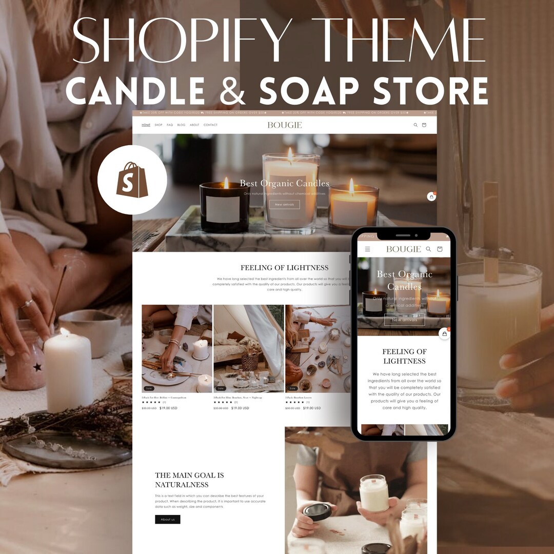 BOUGIE Clean Candle Shopify Theme Beauty Shopify Template Premade ...