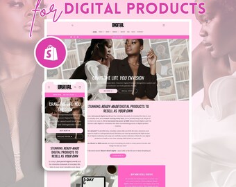 Pink Shopify Theme for Selling Digital Products Ecommerce Business ...