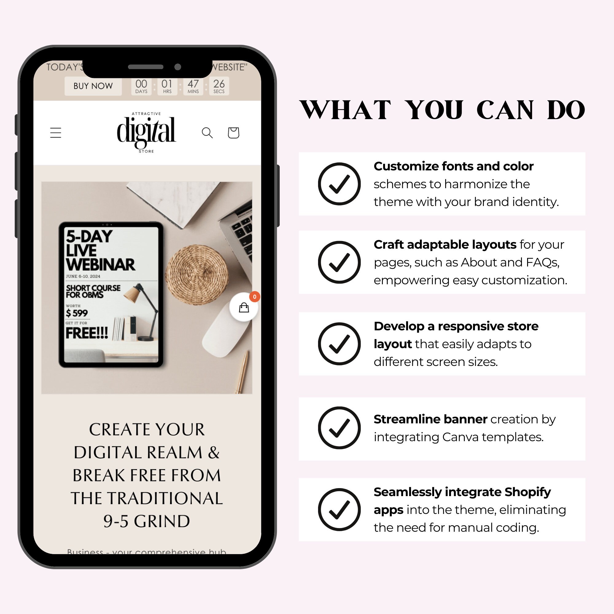 Beige Shopify Theme: 30 MRR Digital Products, Editable Canva Templates ...