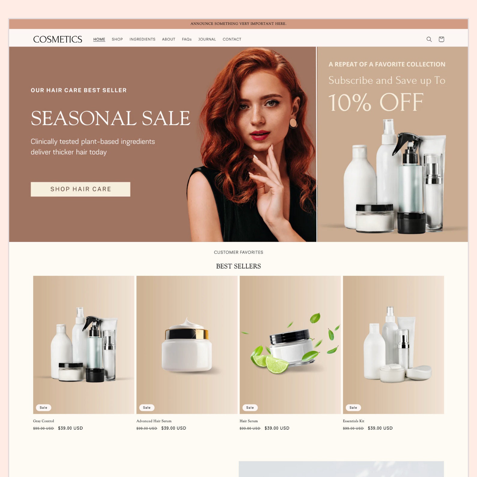 Creamy Pastel Cosmetics Shopify Theme: Minimalist Beauty Store, Canva ...