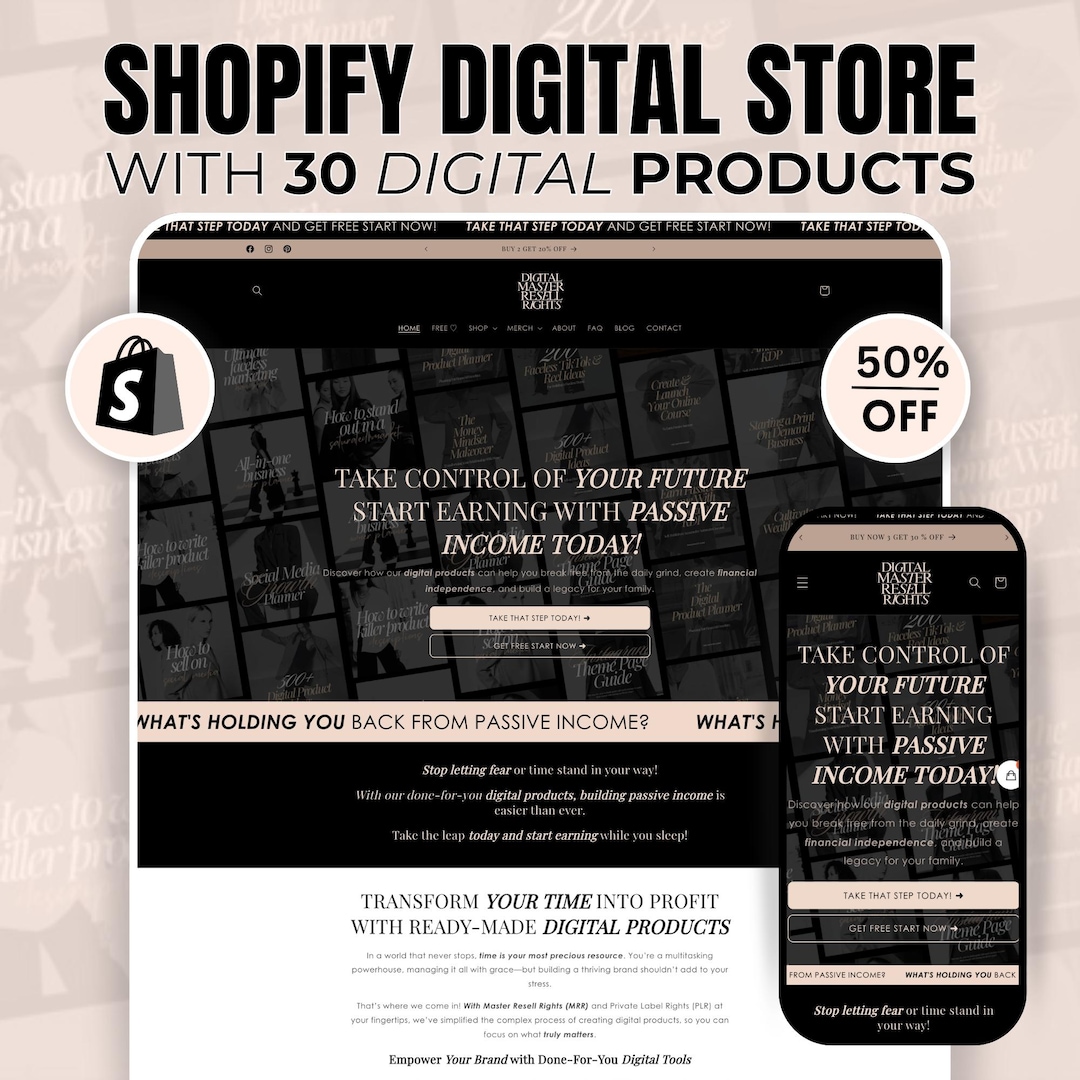 Shopify Website Template: 30 Digital Products, High-converting Store ...