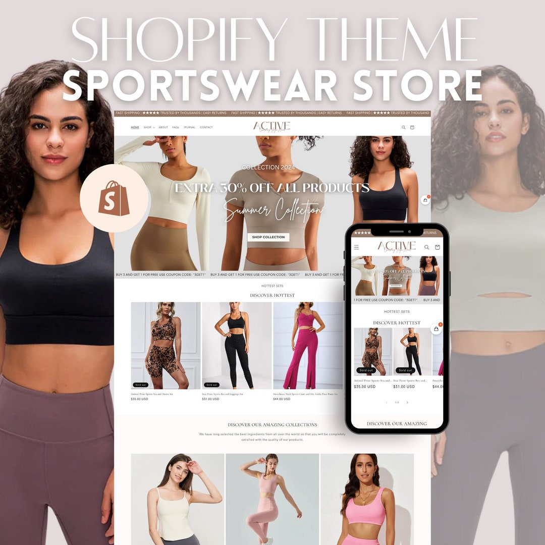Sportswear Shopify Theme: Customizable Canva Templates - Etsy México
