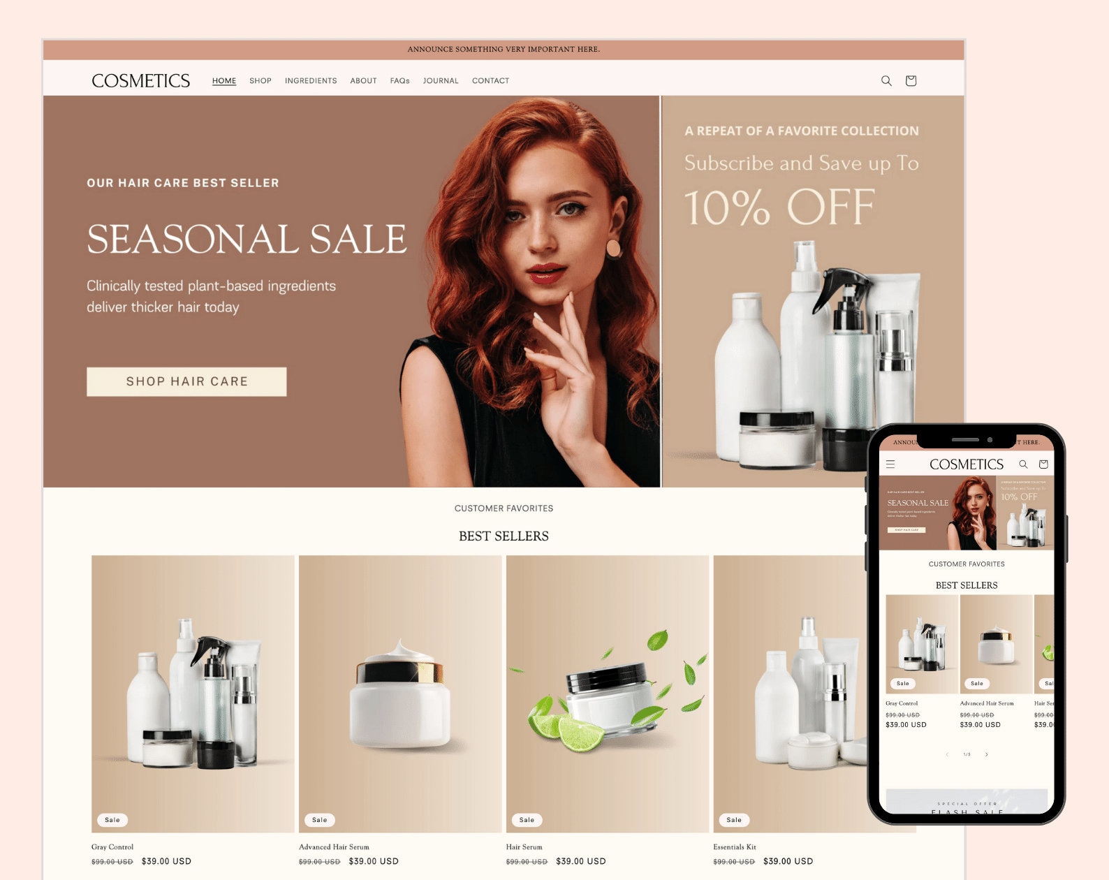 COSMETICS Creamy Pastel Minimalist Shopify Theme Shopify - Etsy