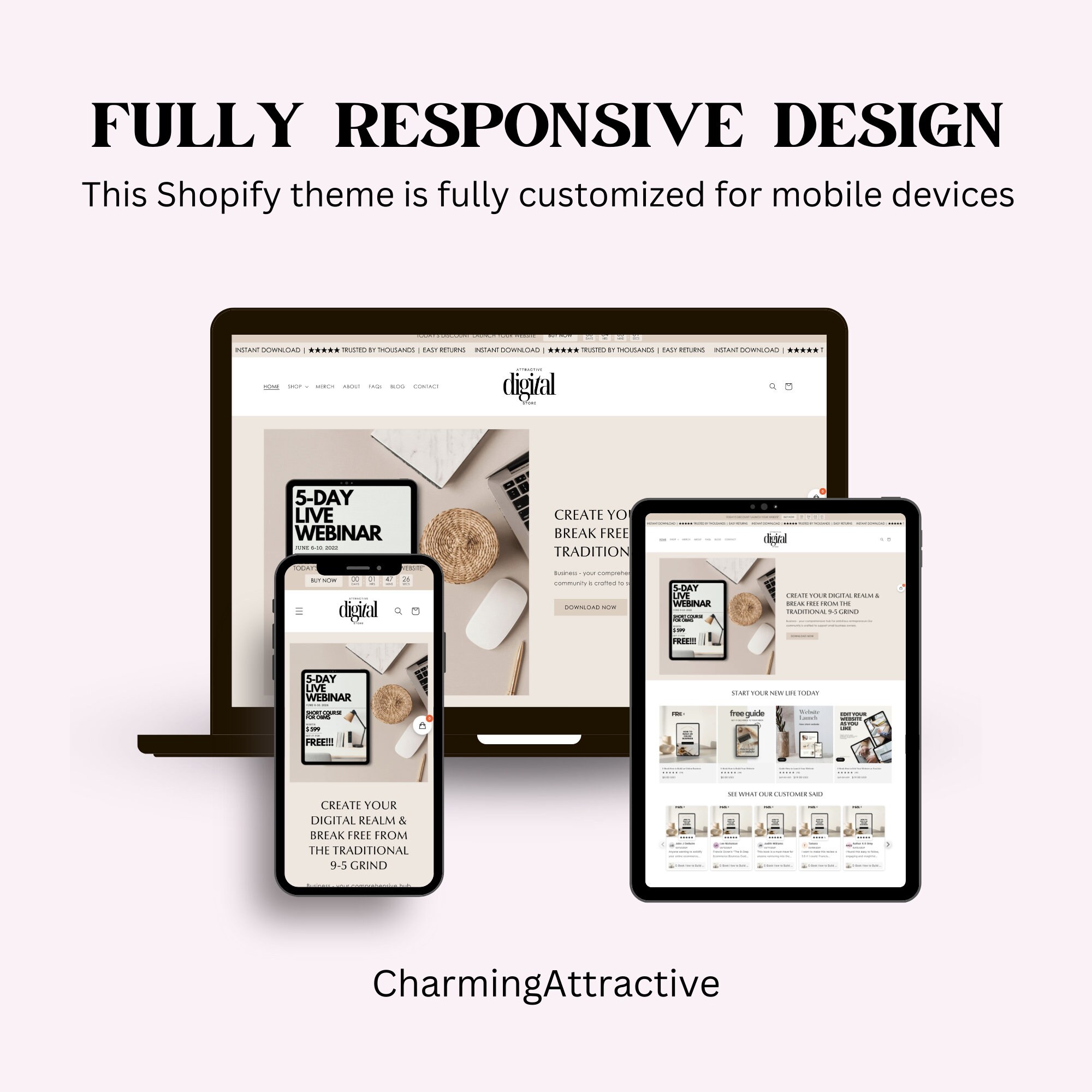 Beige Shopify Theme: 30 MRR Digital Products, Editable Canva Templates ...