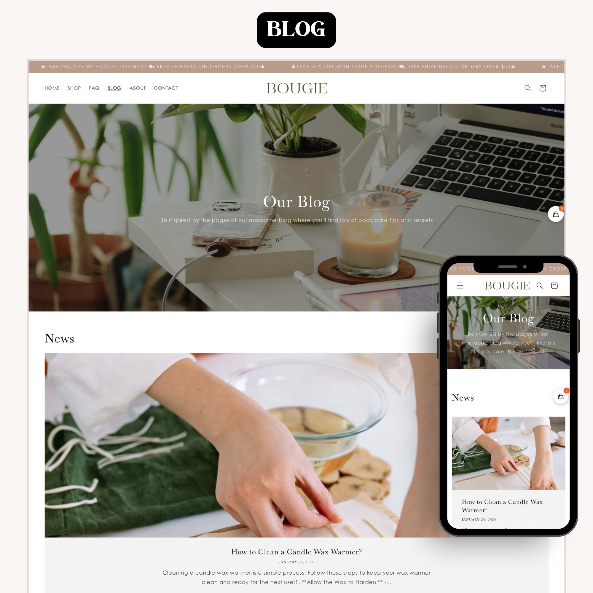BOUGIE Clean Candle Shopify Theme Beauty Shopify Template Premade ...