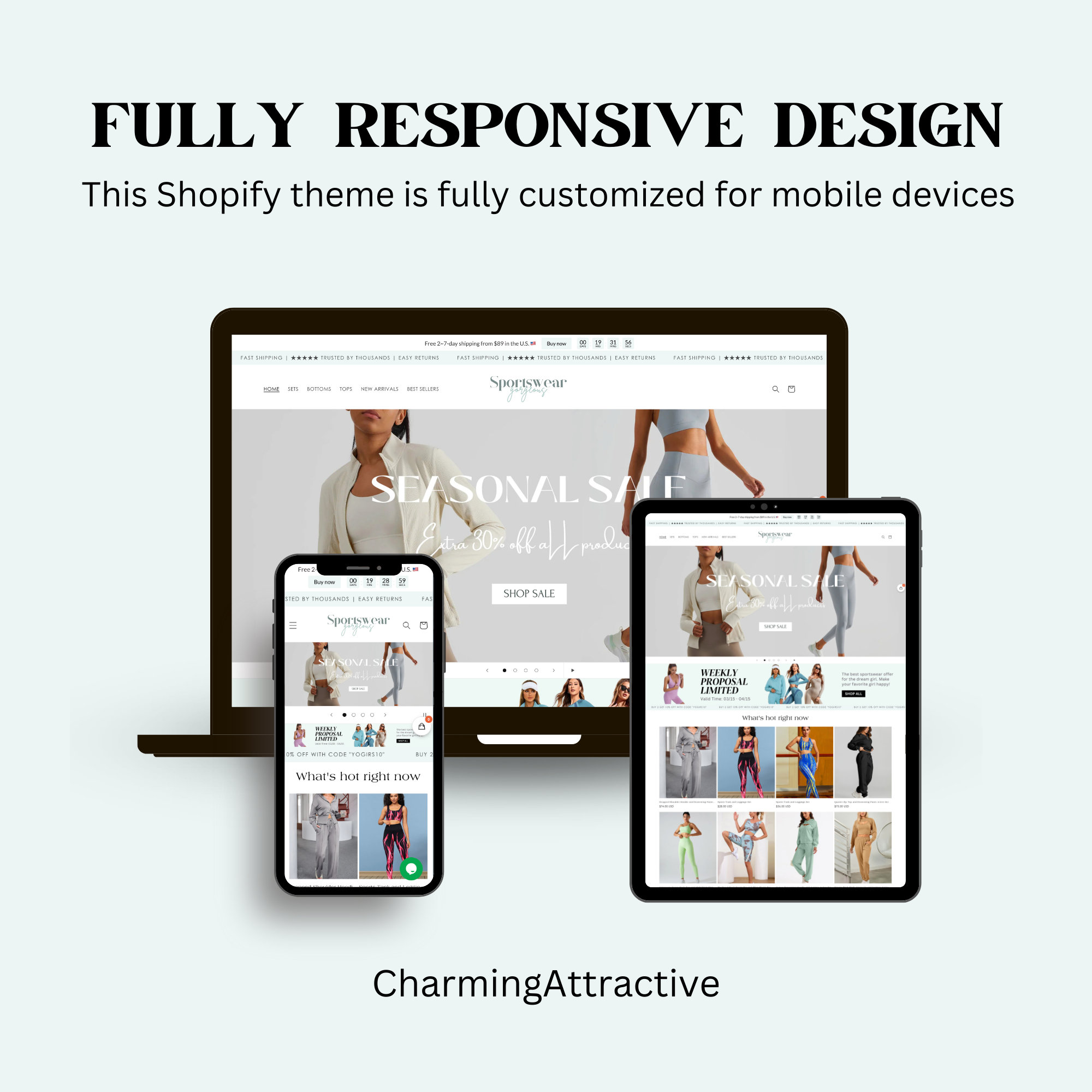 Sportswear Shopify Theme: Mint Design, Canva Templates, OS 2.0 - Etsy