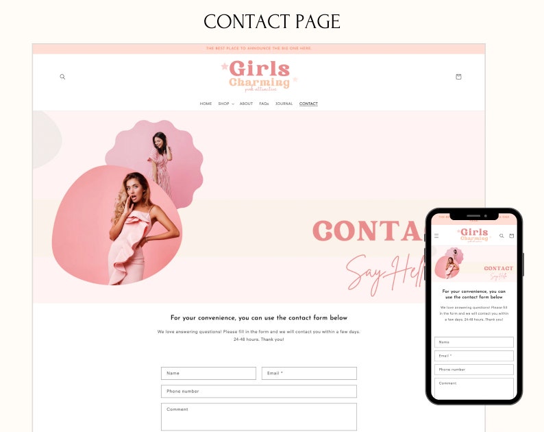 GIRLS - Bright Pink Styled Shopify Fashion Theme | Customizable ...