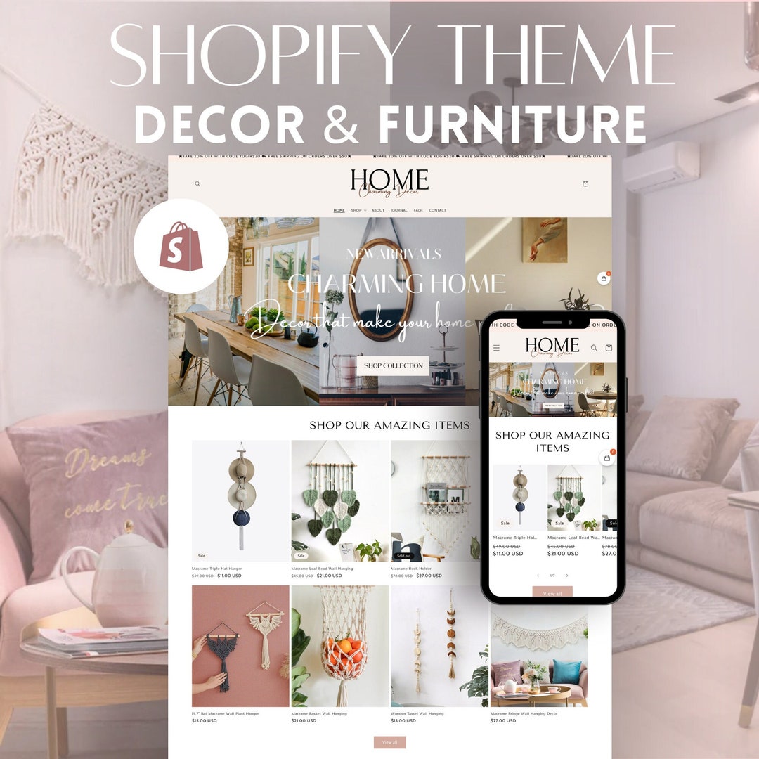 HOME - Decor & Furniture Shopify Theme | Beige and Pink Colors ...