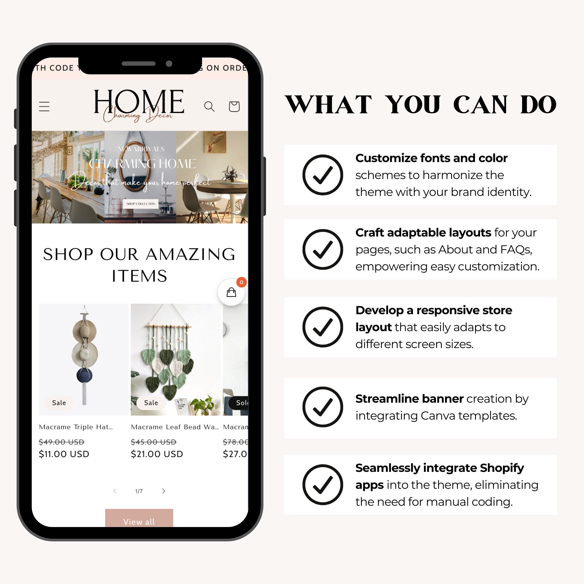 HOME Decor & Furniture Shopify Theme Beige and Pink Colors Customizable ...