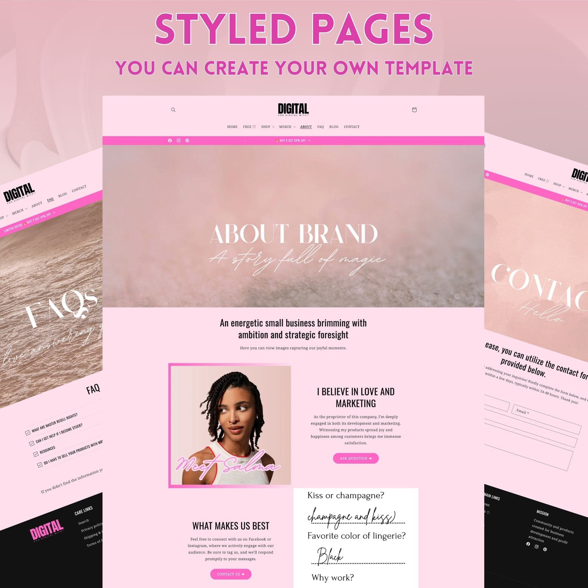 Feminine & Pink Shopify Theme for Selling Digital Products, Ecommerce ...