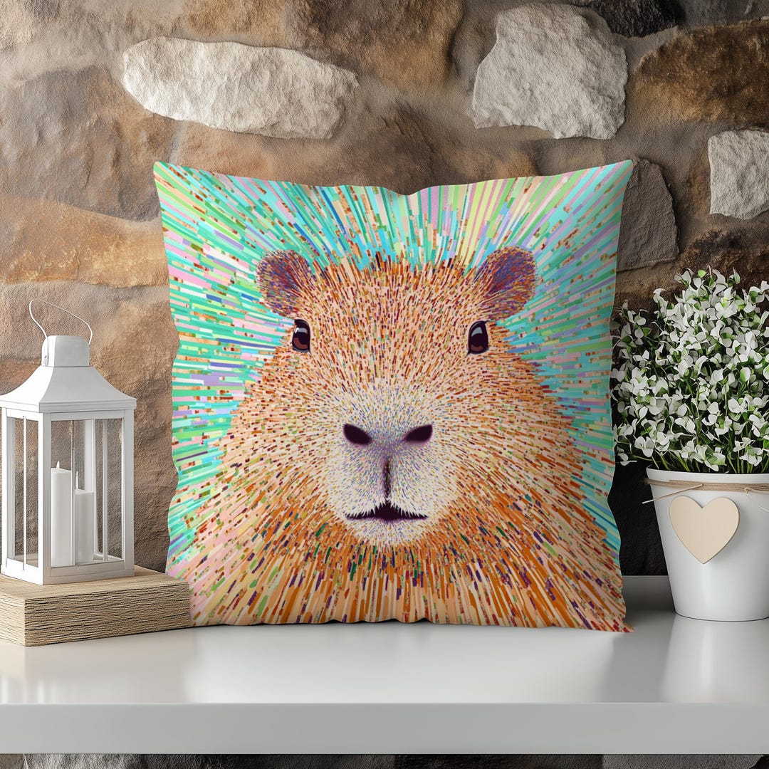 Whimsical Capybara Pillow, Cute Animal Decor, Home Gift for Animal ...