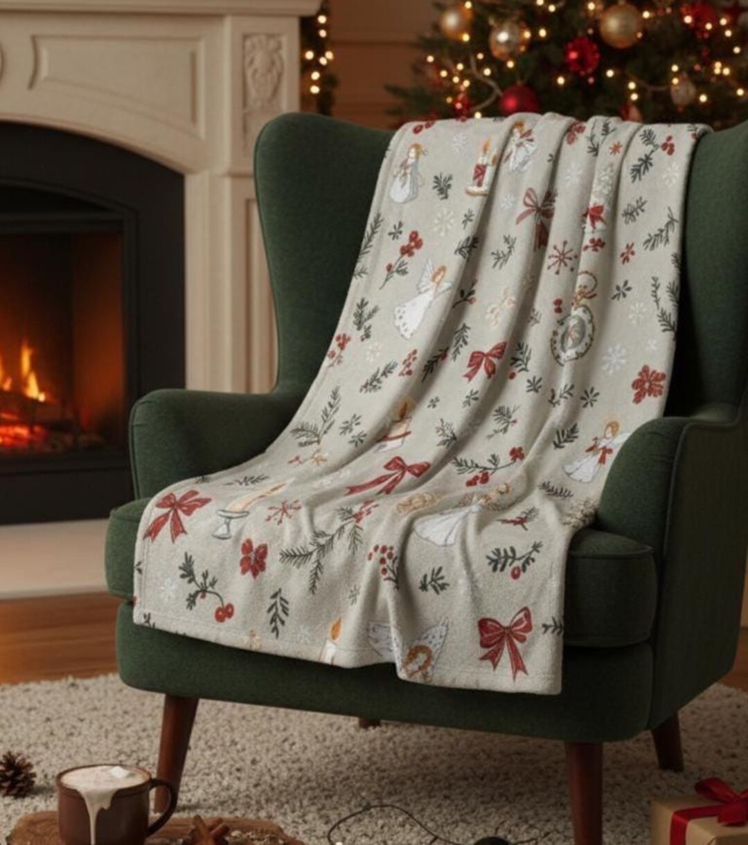 Christmas Gift Holiday Velveteen Plush Blanket, Christmas Snuggling ...
