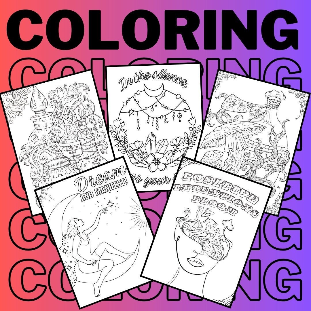 Printable Coloring Pages Bundle - Manifesting Magic - Etsy