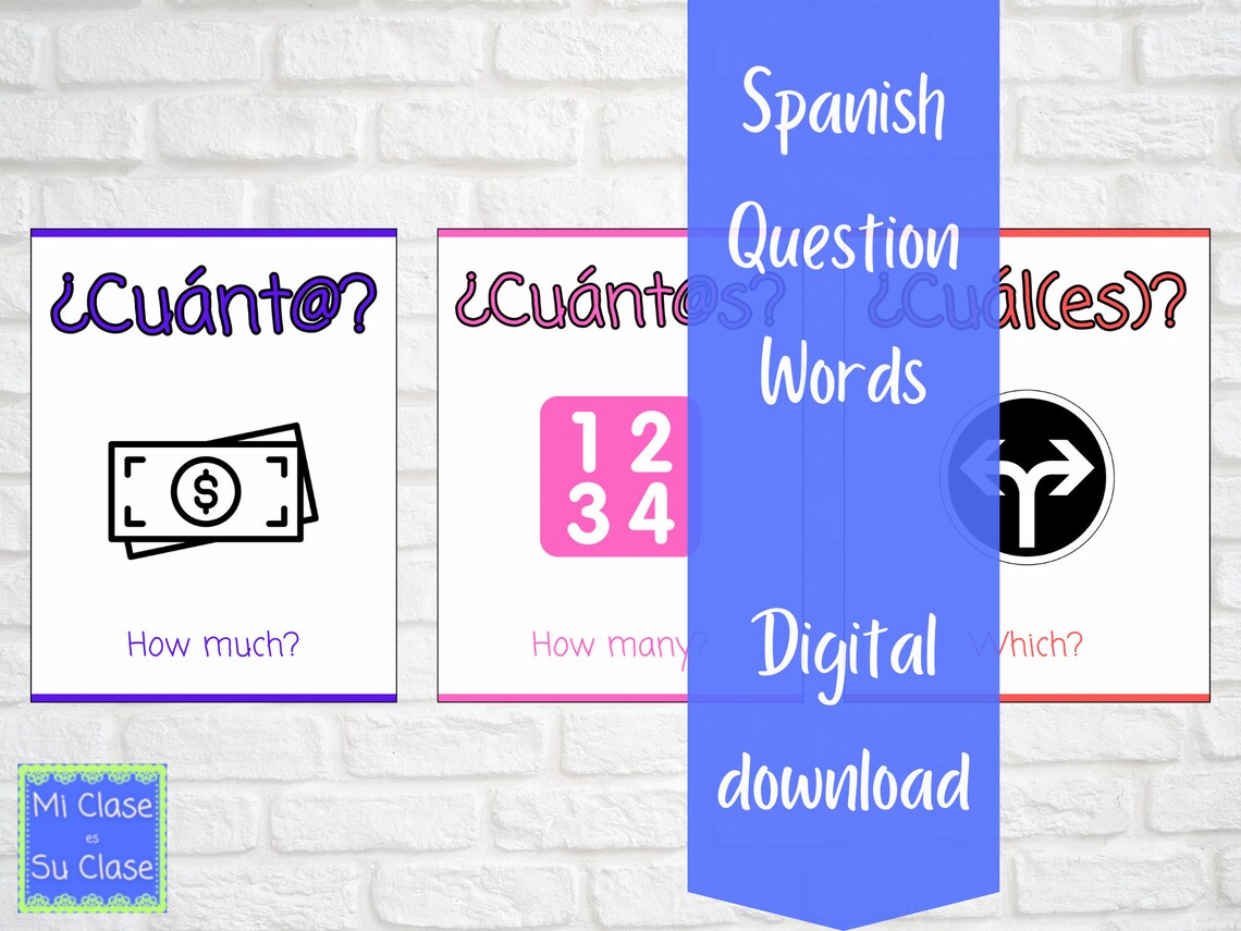 Spanish Question Words Printable Poster Set Spanish Classroom Decor PDF ...